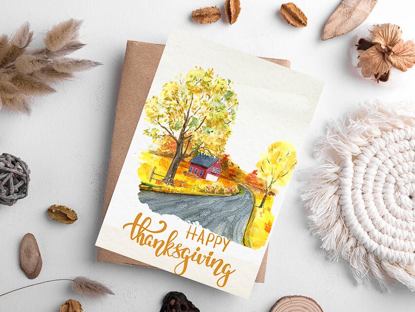 Digital Thanksgiving Card, Printable Thanksgiving Card, Happy ...