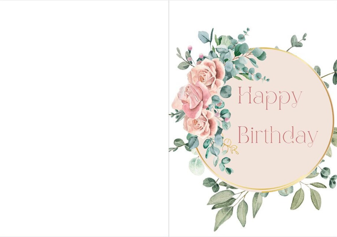 Printable Floral Birthday Card, Floral Card, Printable Card, Printable ...
