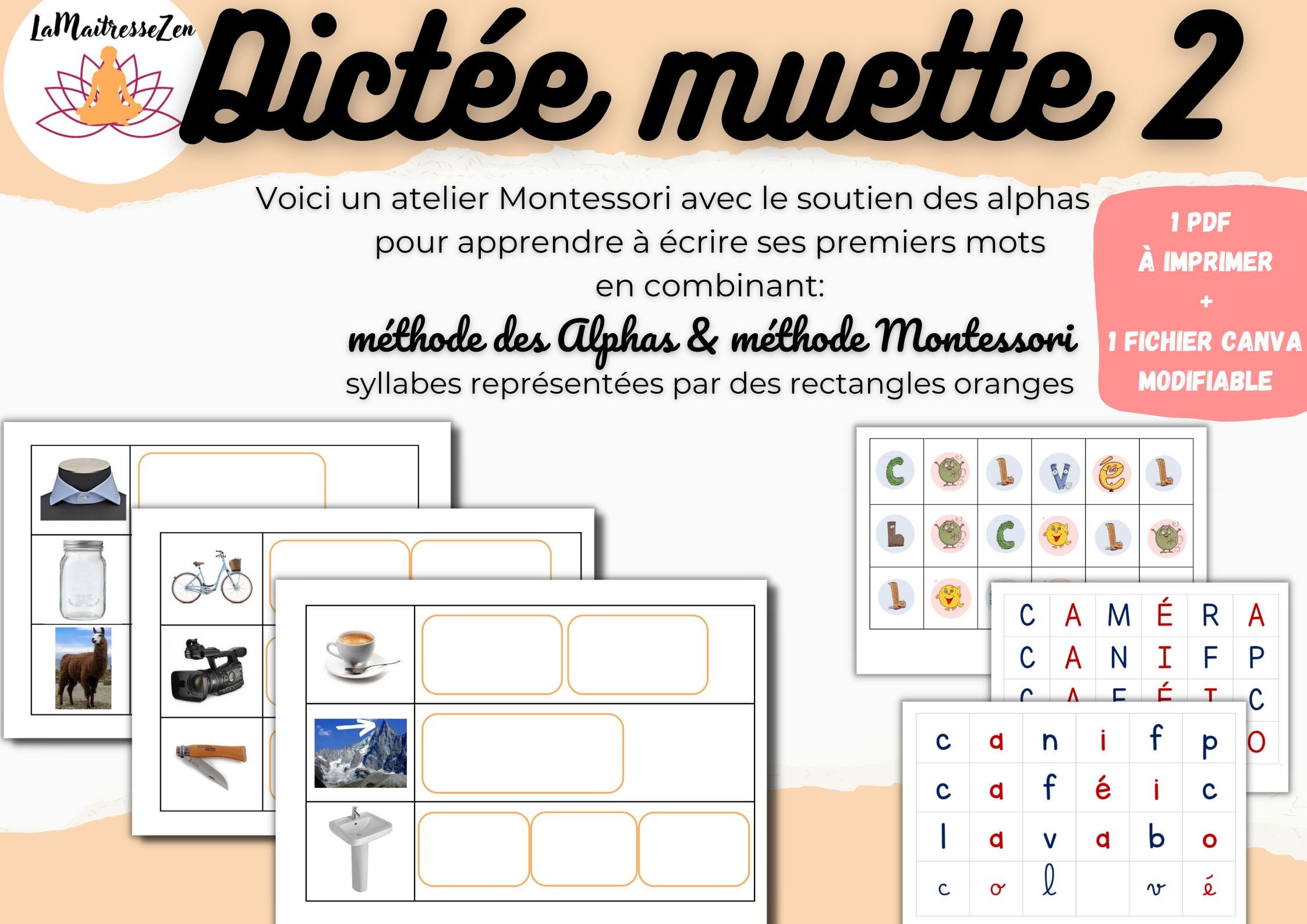 Dictée Muette Série Rose Montessori 2 - Etsy France