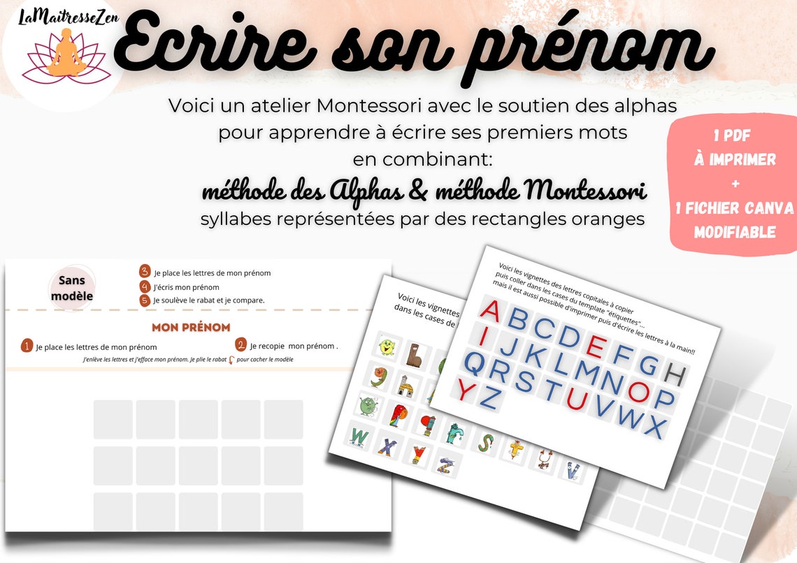 Kit Montessori apprendre à écrire son prénom en capitales - Etsy France