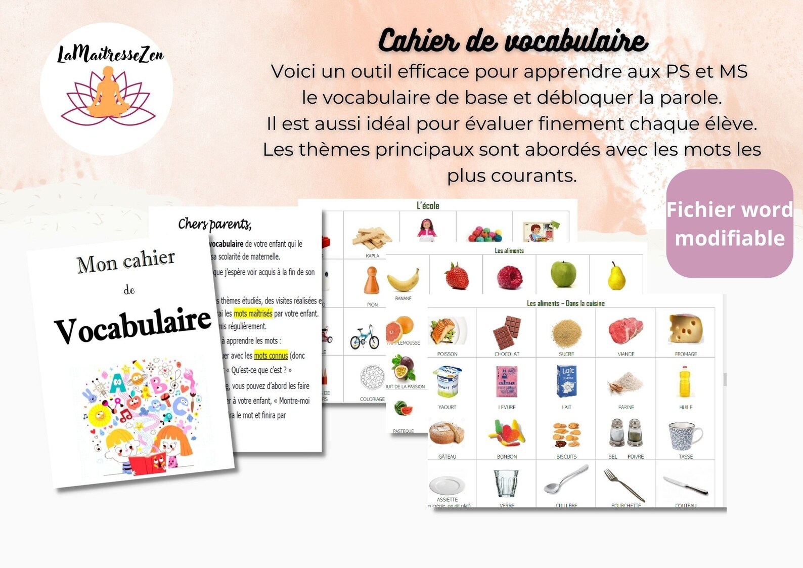 Cahier de vocabulaire maternelle - Etsy France