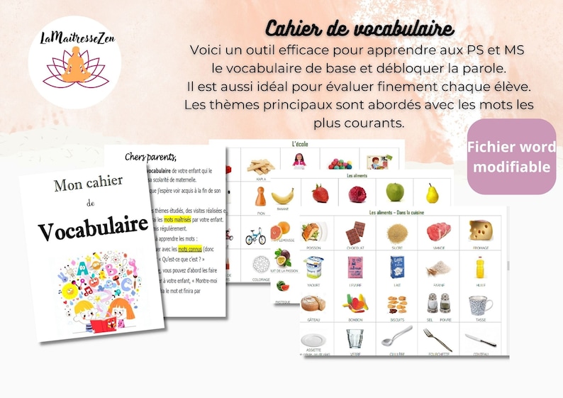 Cahier de vocabulaire maternelle - Etsy France