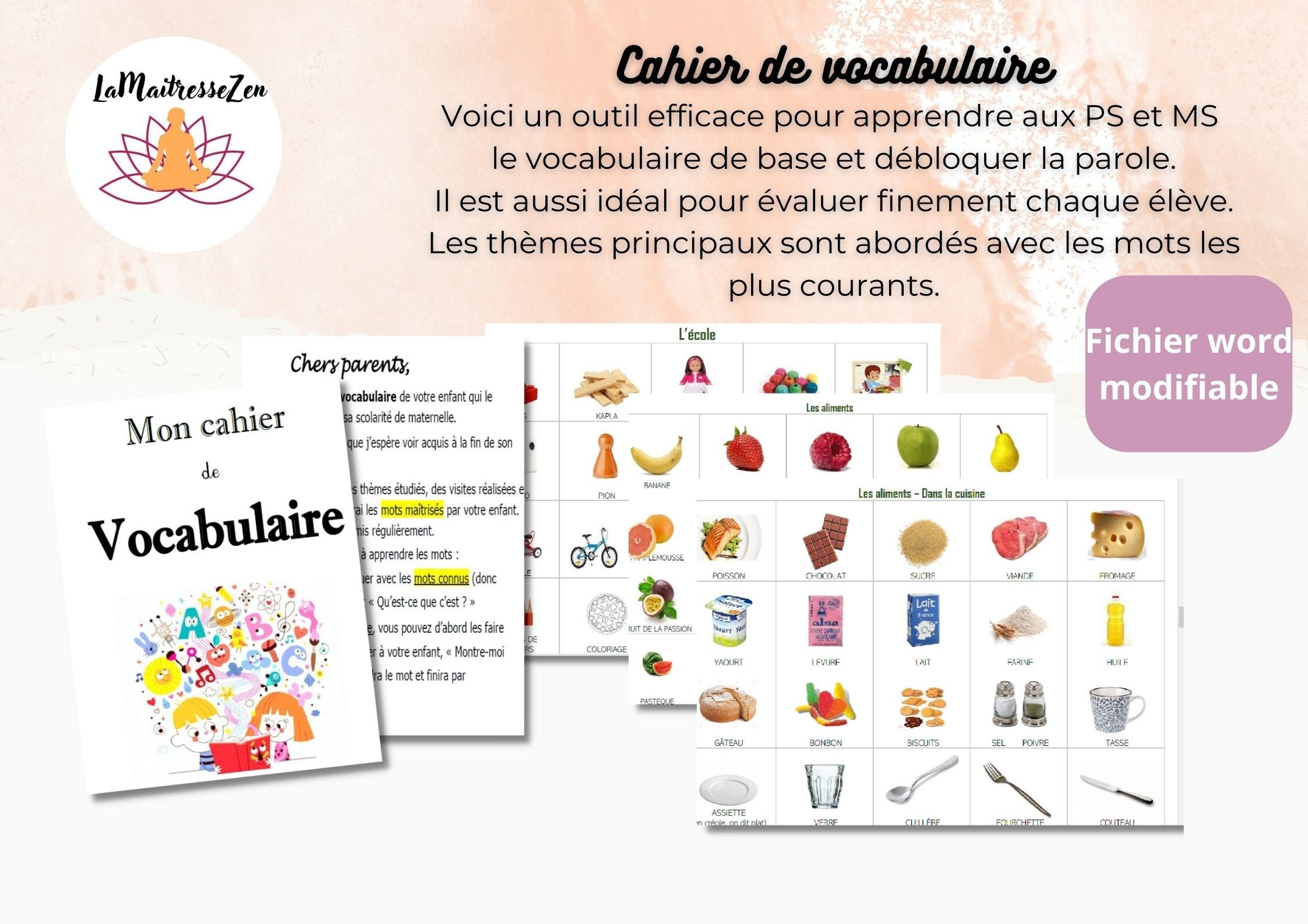 Cahier de vocabulaire maternelle - Etsy France