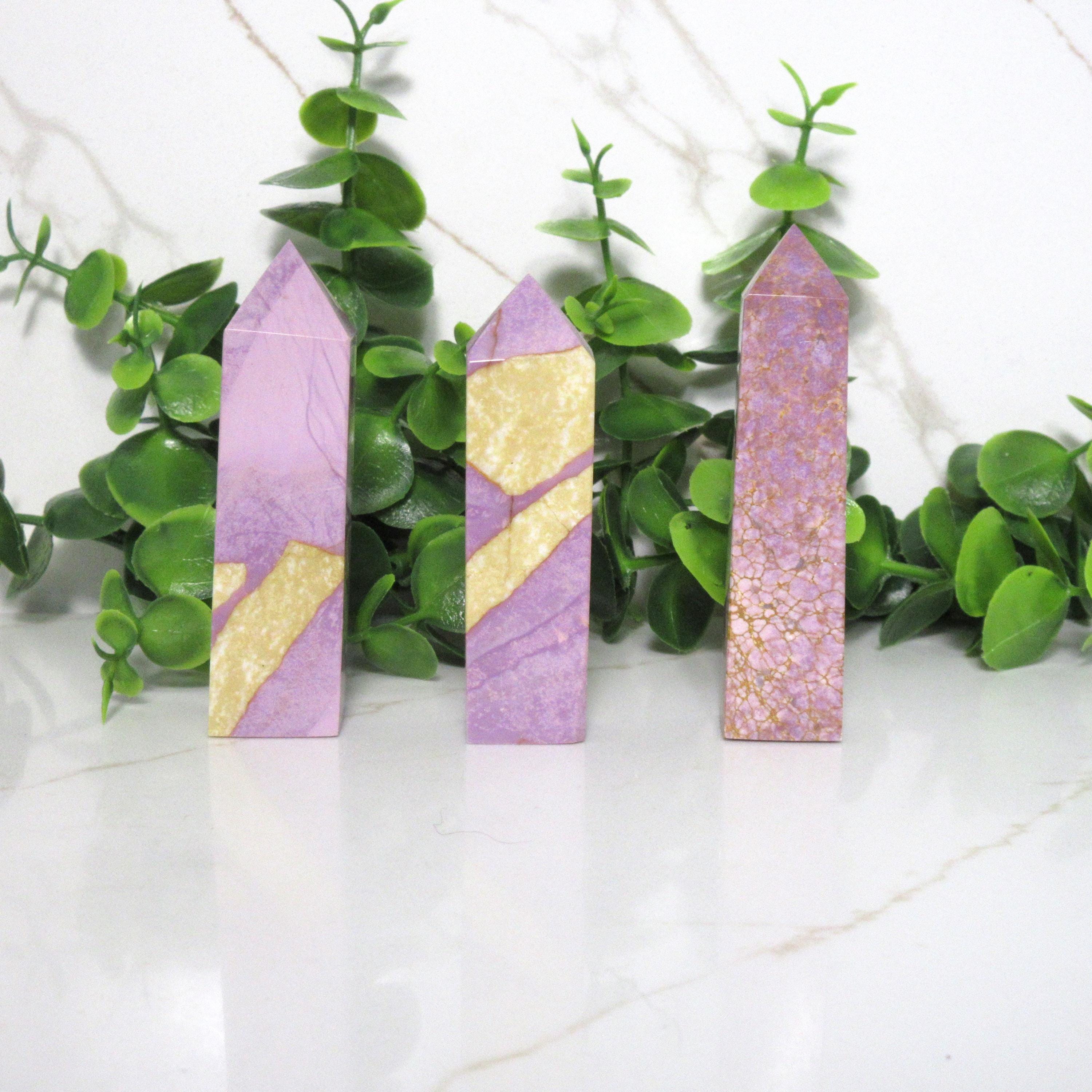 Phosphosiderite Point, Pink Crystal Tower, Gold Vein Gemstone, Purple ...