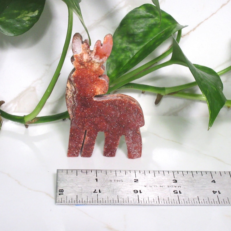 Crystal Deer Carving Stone Carved Elk Pink Maligano Jasper Deer Stone ...