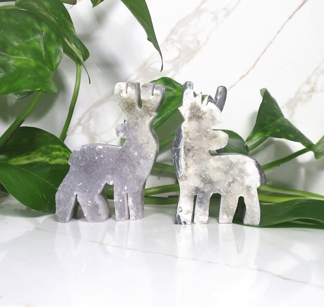 Crystal Deer Carving Blue Amethyst Deer Crystal Blue Gemstone Deer ...
