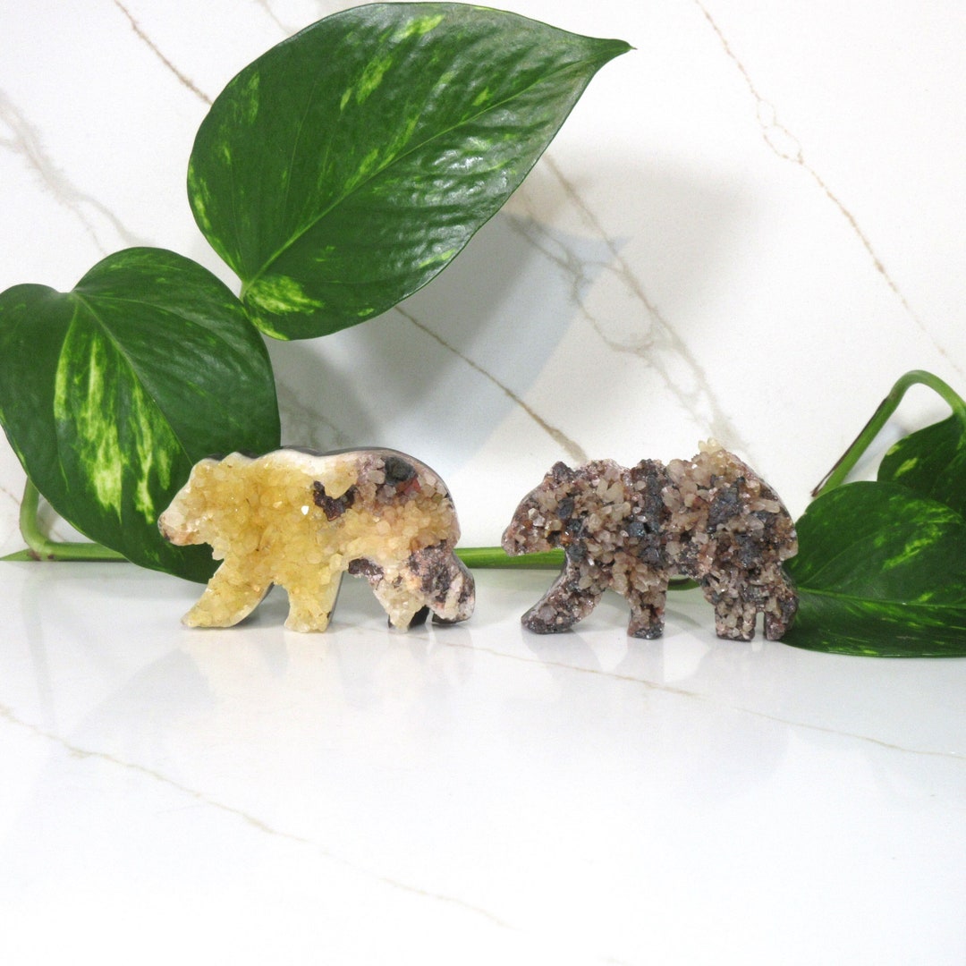 Crystal Bear Carving Stone Carved Bear Pink Sphalerite Bear Crystal ...