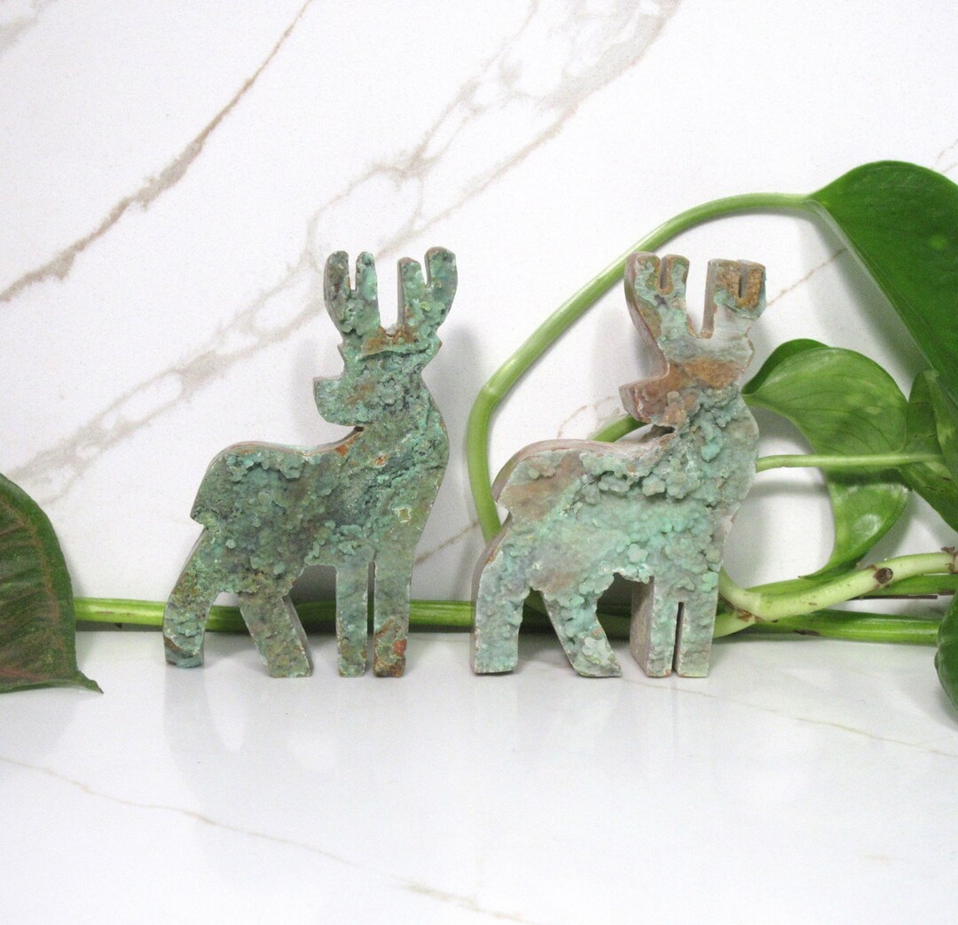 Crystal Deer Carving Smithsonite Deer Green Gemstone Deer Figurine ...