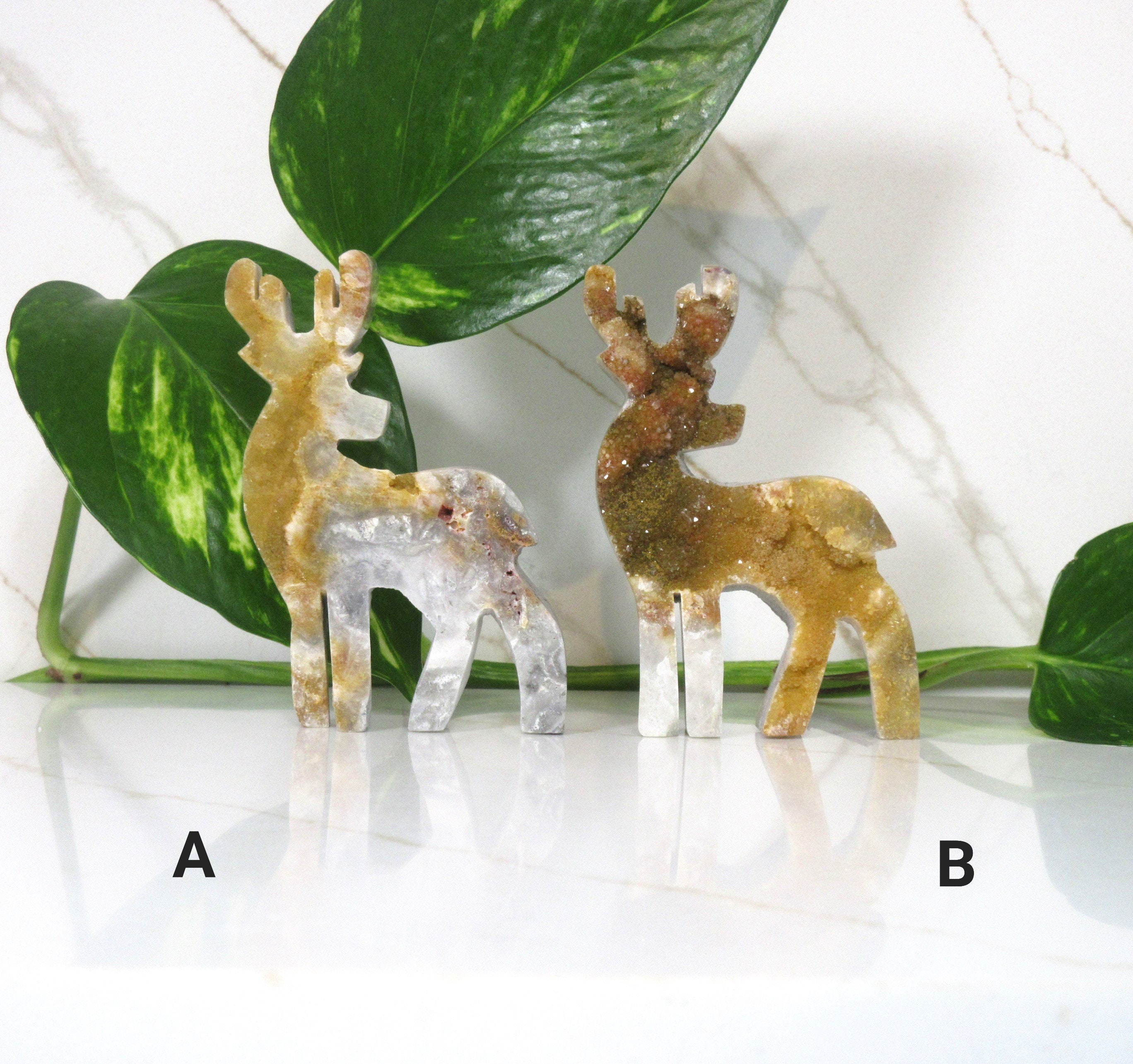 Crystal Deer Carving Stone Carved Deer Gold Sphalerite Deer Crystal ...