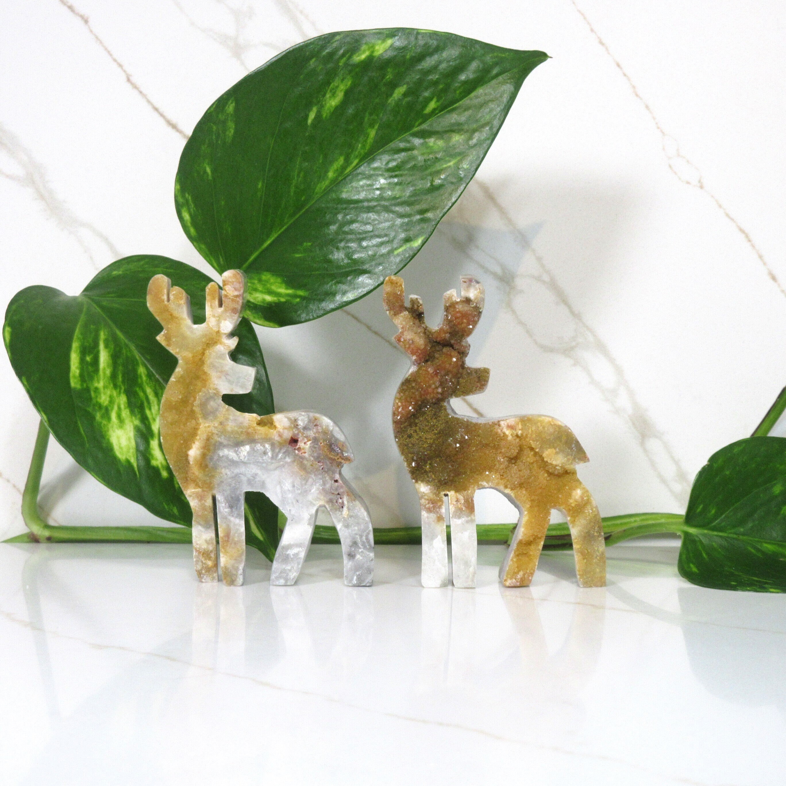 Crystal Deer Carving Stone Carved Deer Gold Sphalerite Deer Crystal ...
