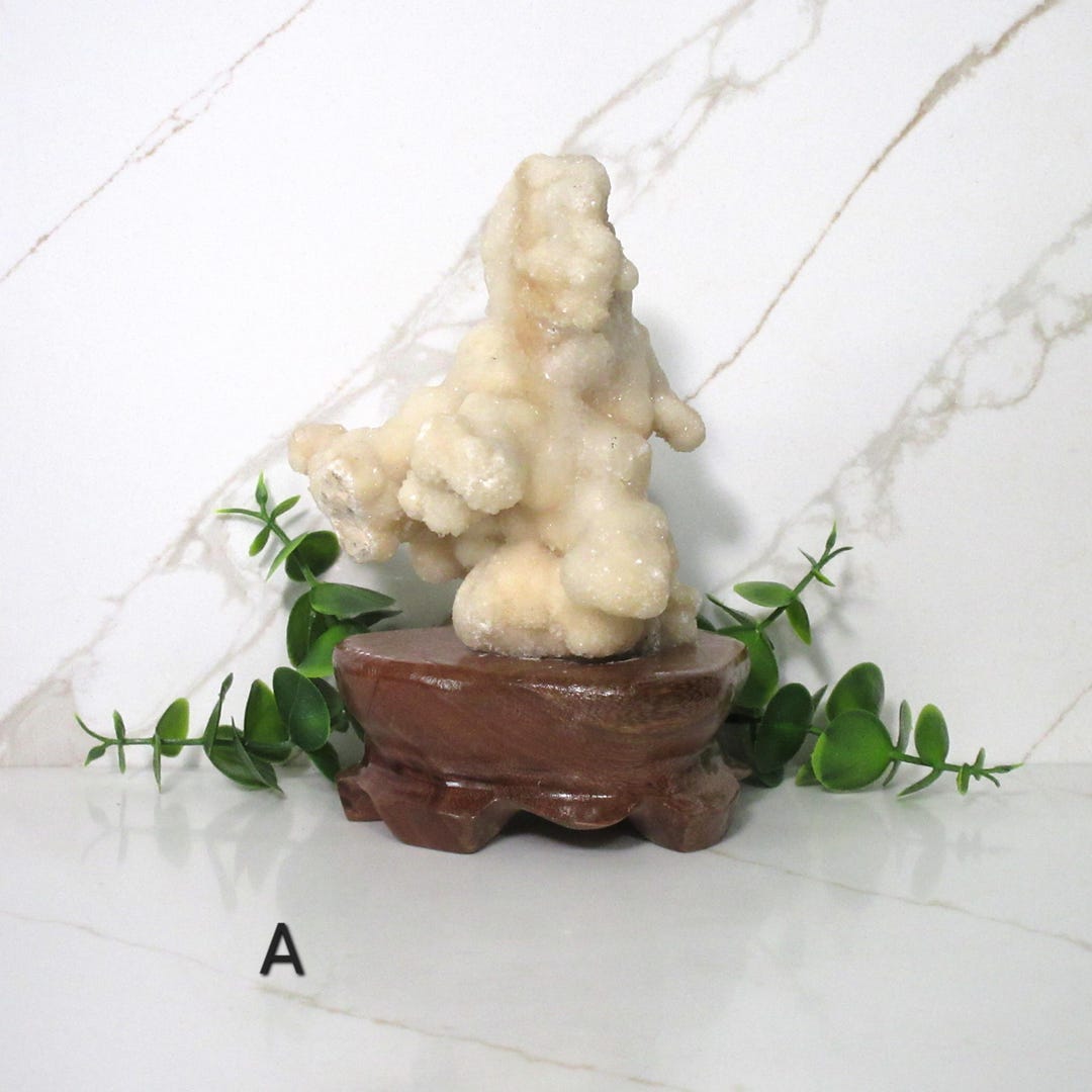 Sparkling Calcite Specimen With Custom Stand, White Druzy Crystal ...