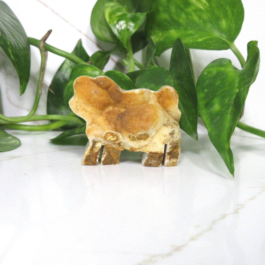 Crystal Bulldog Carving – Gemstone Pug Figurine – Frenchie Dog Statue ...