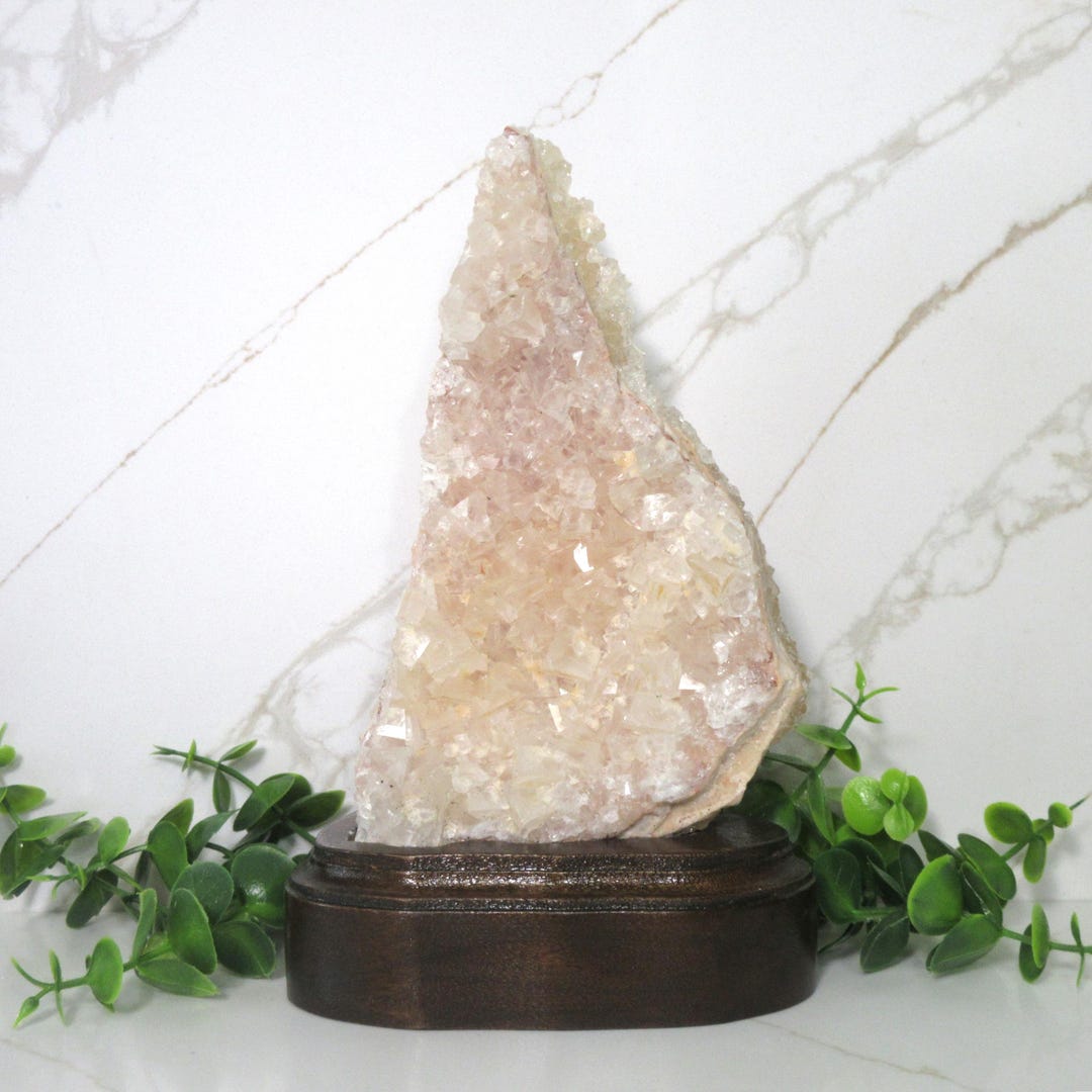 Pink Calcite Specimen With Custom Stand, Druzy Crystal Cluster, Sparkly ...