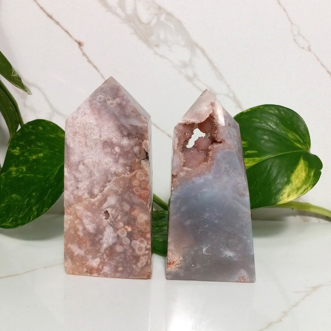 Pink Amethyst Tower With Pink Flower Agate Point Pink Crystal Tower ...