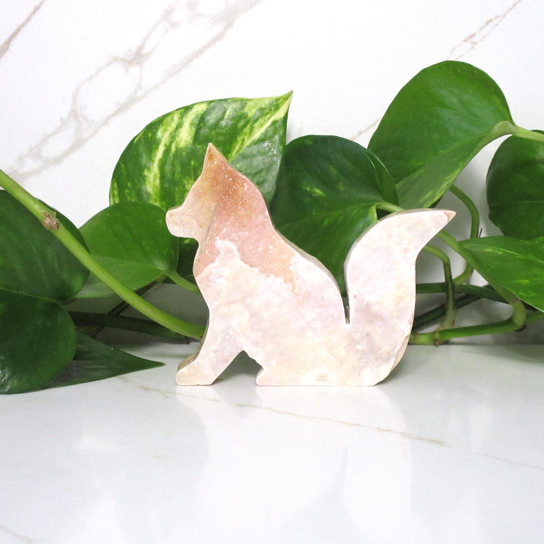 Crystal Fox Carving, Full Druzy Crazy Lace Agate Fox Figurine, Gold ...