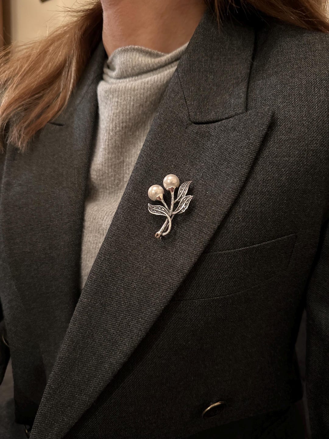 Vintage Silver Pearl Flower Brooch - Etsy