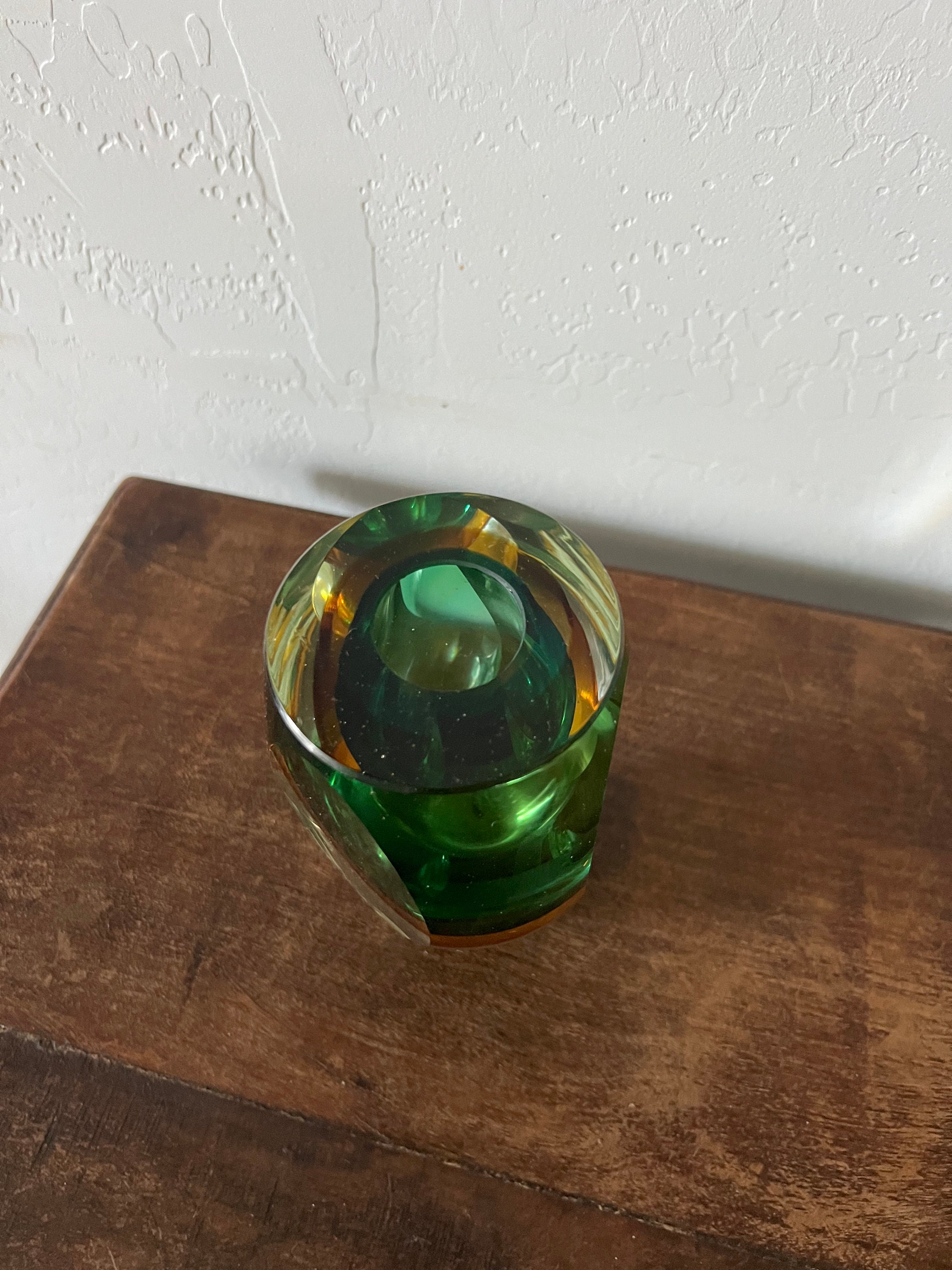 Handmade Badash Crystal Art Glass / Vase, Green and Yellow - Etsy