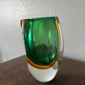 Handmade Badash Crystal Art Glass / Vase, Green and Yellow - Etsy