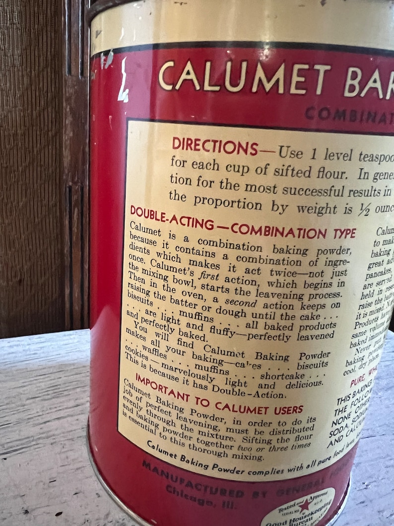 Antique Vintage Calumet Baking Powder Tin Can Large Red - Etsy
