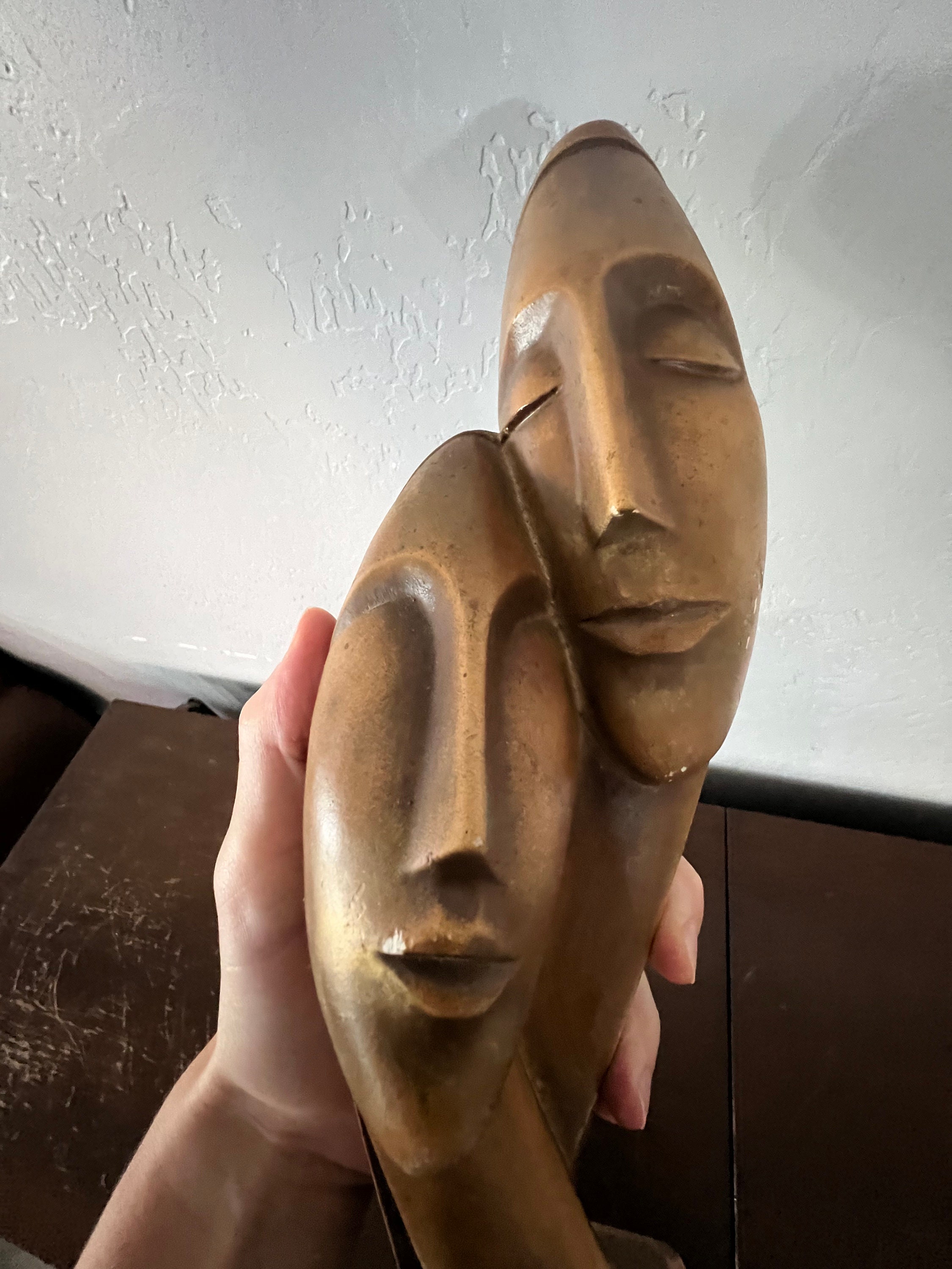 Vintage Esco Products MCM Entwined Lovers / Man and Woman Carved Wooden ...