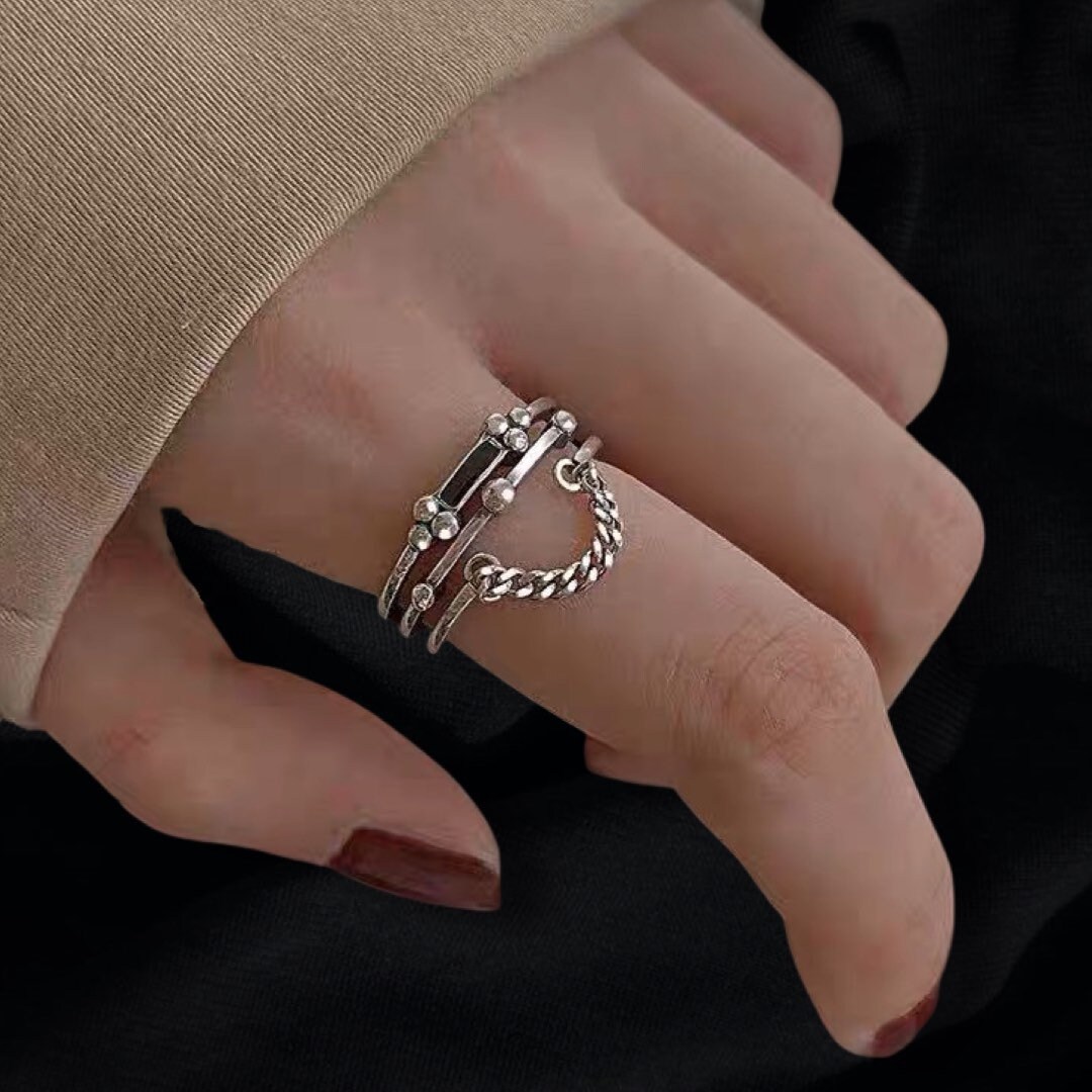 Triple Ring With Chains - Etsy