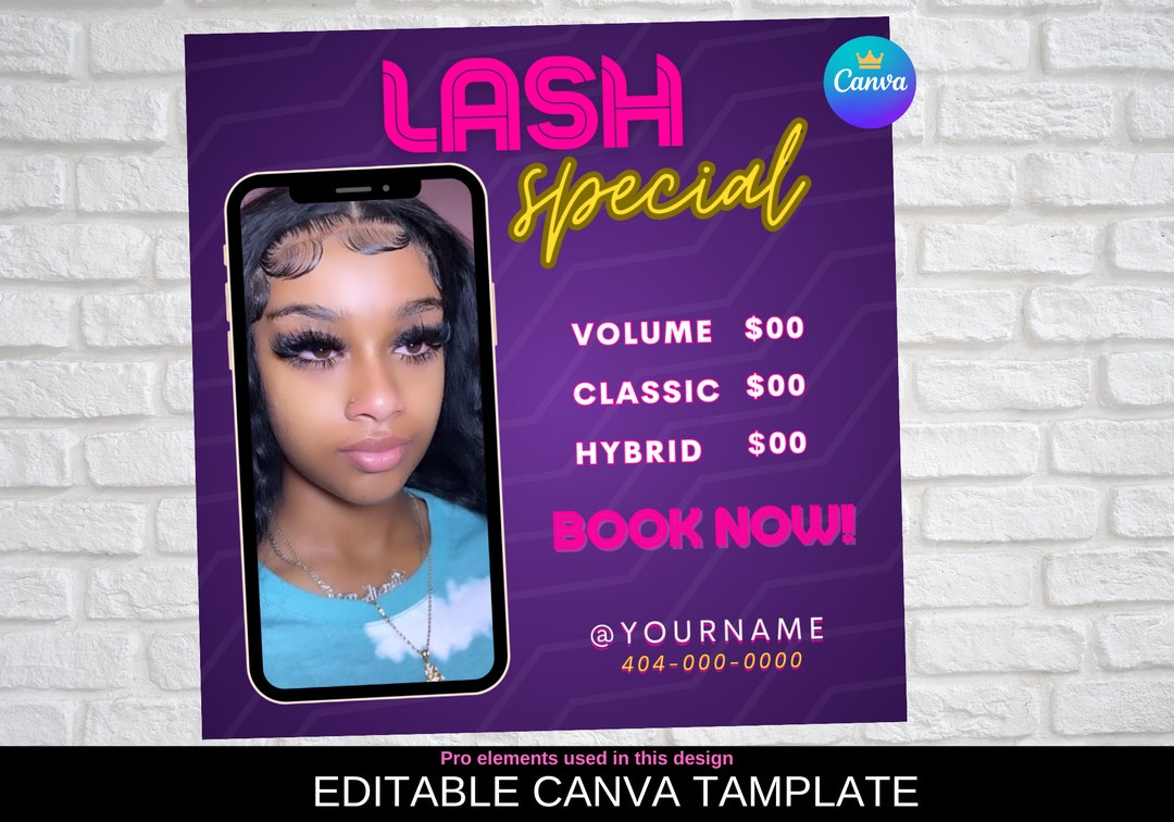 Lash Special Flyer, Lash Extension Flyer, Lash Sale Flyer, Lash Booking ...