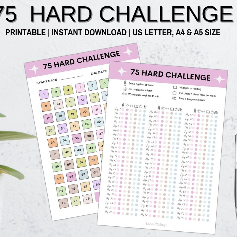 75 Hard Printable - Etsy
