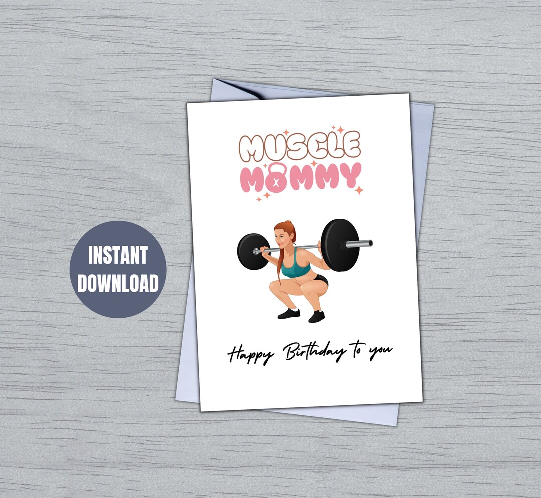 Muscle Mommy Gym Card, Gym Gifts, Gym Card for Her, Birthday Card ...
