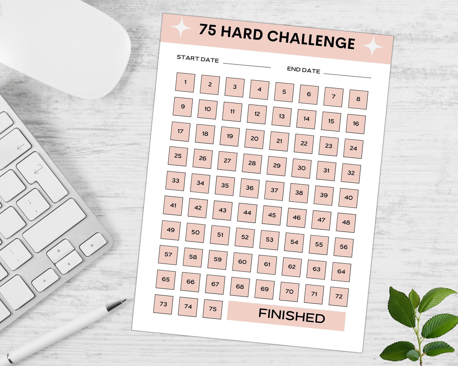 75 Hard Challenge Tracker 75 Hard Challenge 75 Day Challenge Fitness ...