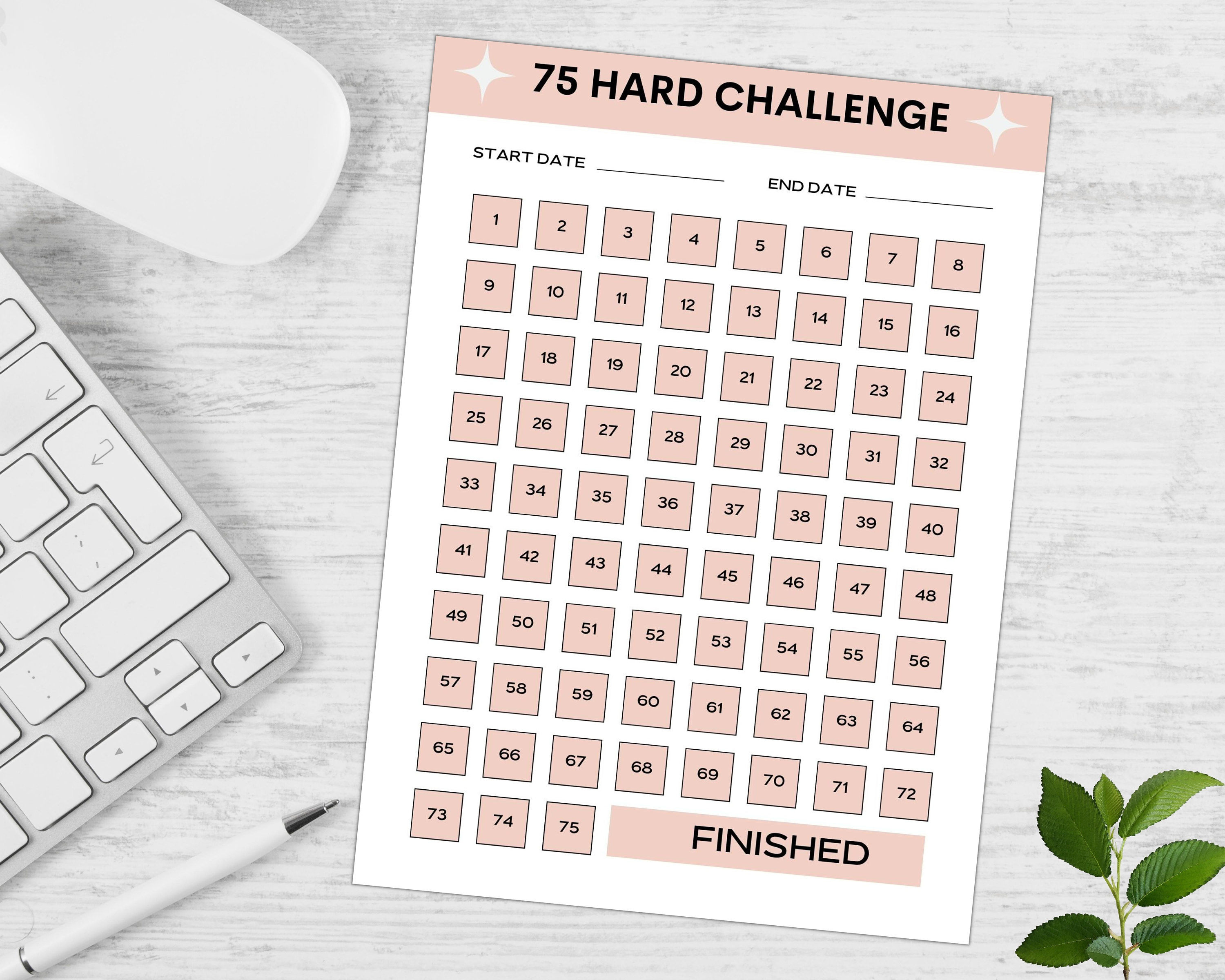 75 Hard Challenge Tracker 75 Hard Challenge 75 Day Challenge Fitness ...