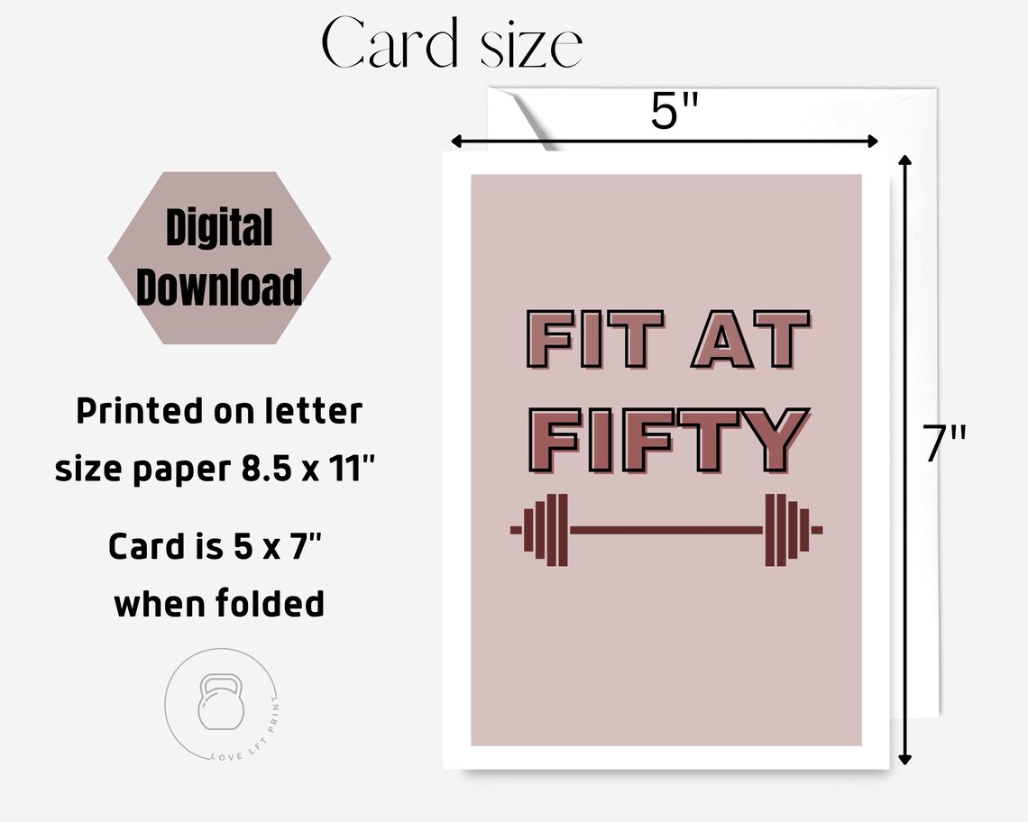 Fit at Fifty Gym Card| Funny 50th Fitness Birthday Card| Man Woman Gym ...