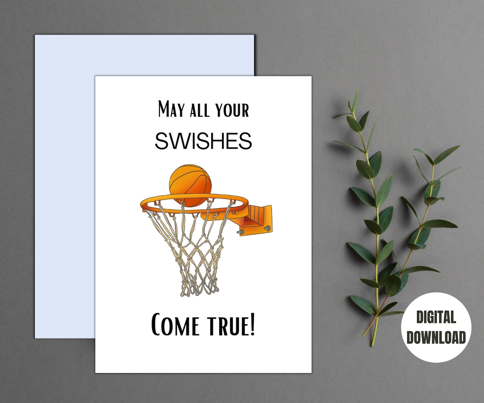Basketball Birthday Card| Happy Birthday Basketball Swish| Printable ...
