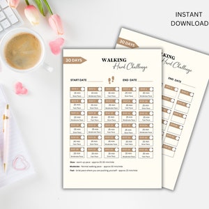 30 Day Walking Challenge, Printable Workout, Digital Walking Planner ...