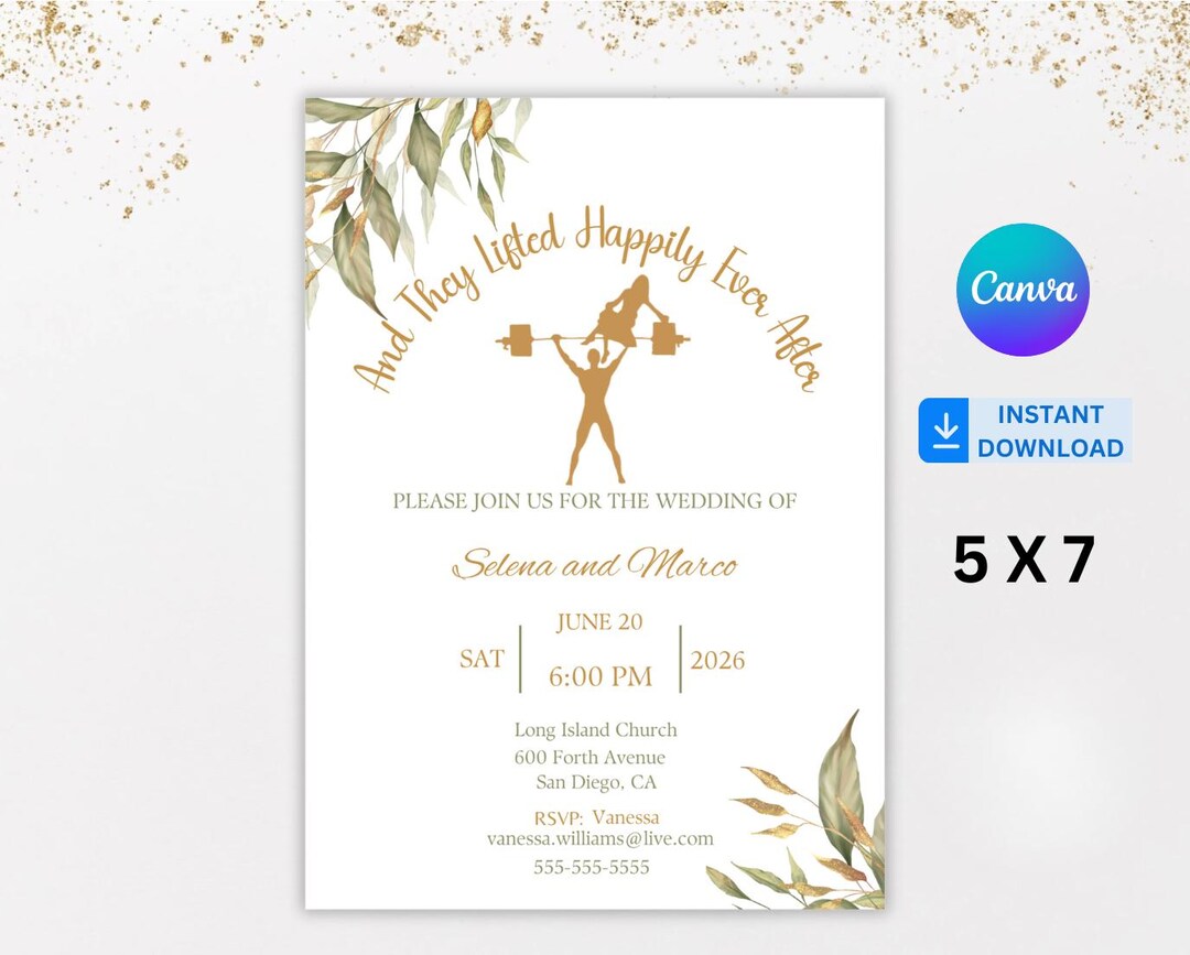 Gym Wedding Invitation, Fitness Wedding Invite, Crossfit Wedding ...
