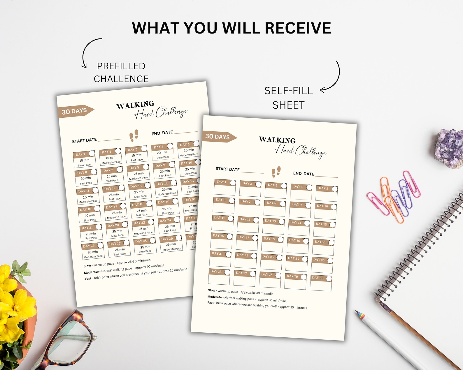 30 Day Walking Challenge, Printable Workout, Digital Walking Planner ...