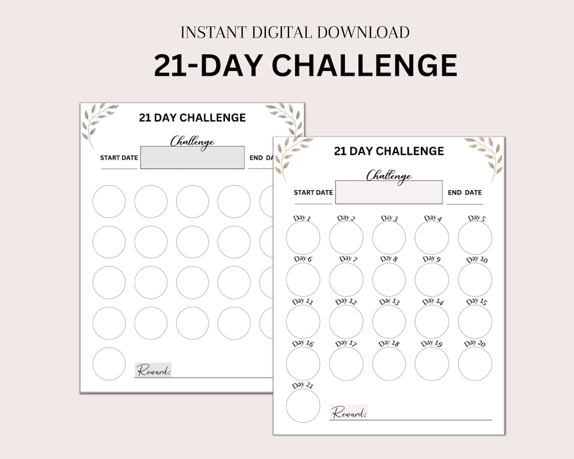 21 Day Challenge Tracker 2023 Goal Planner Habit Tracker - Etsy
