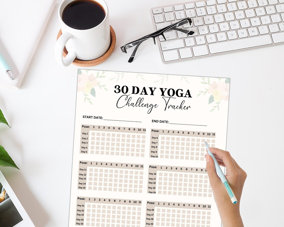 30 Day Yoga Challenge| Yoga Tracker | Printable Yoga Challenge| Home ...