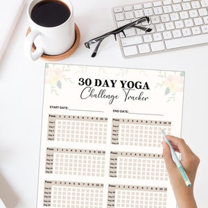 30 Day Yoga Challenge| Yoga Tracker | Printable Yoga Challenge| Home ...