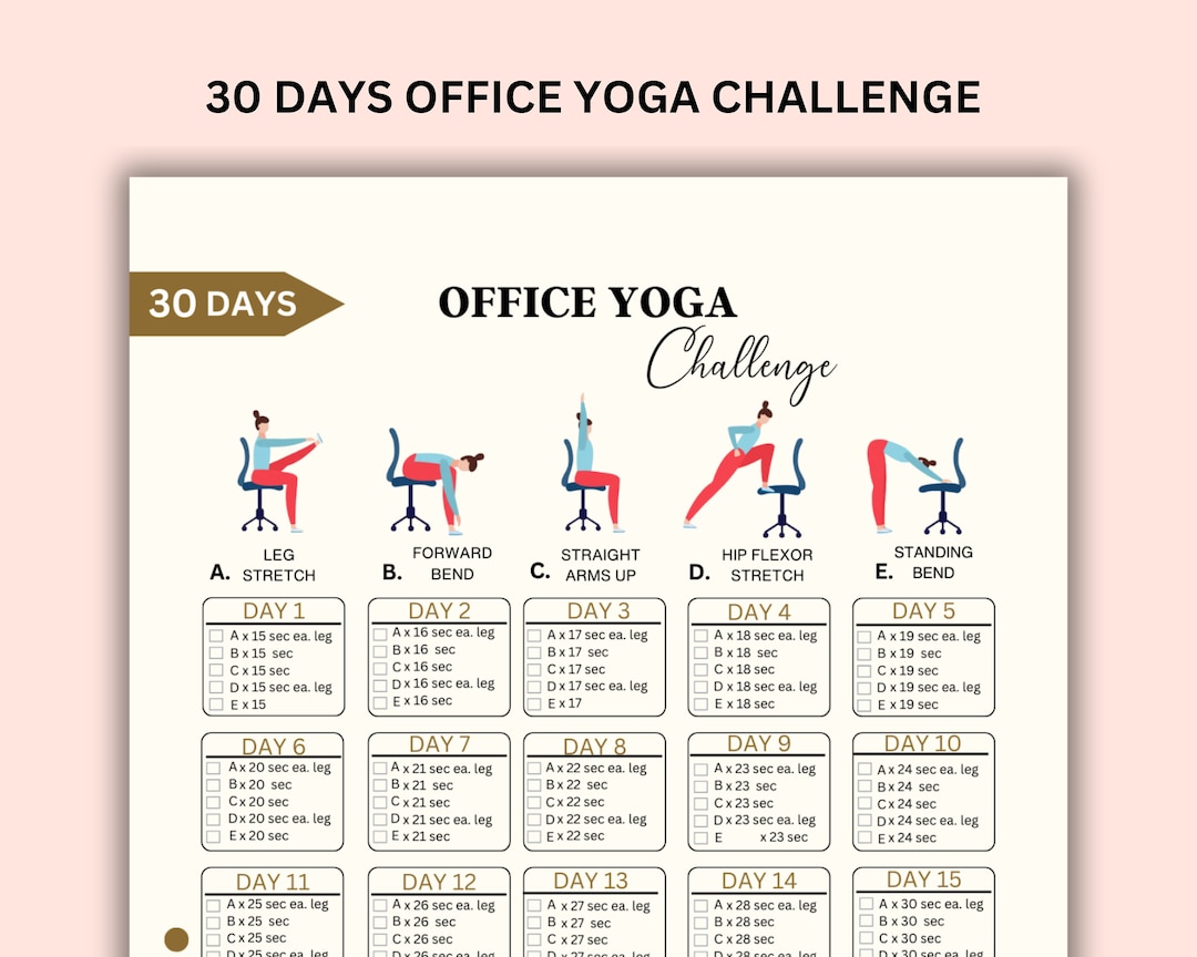 30 Day Office Chair Yoga Challenge, Office Chair Exercise, Desk Yoga ...