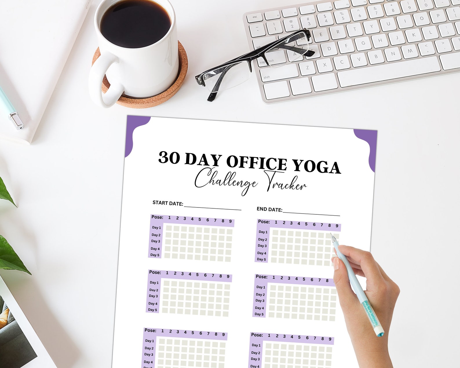 30 Day Yoga Challenge| Printable Yoga Challenge| 30 Day Challenge ...