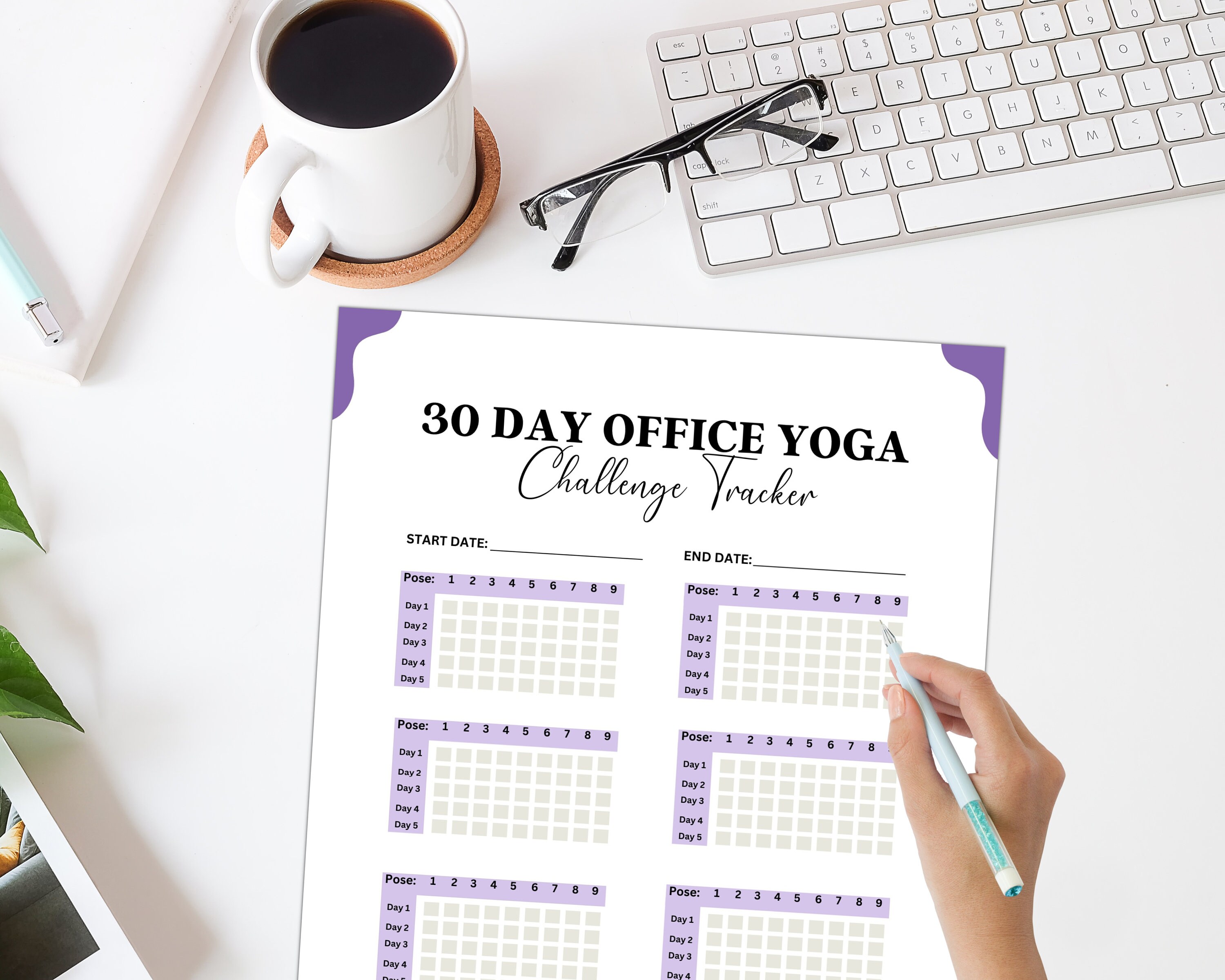 30 Day Yoga Challenge| Printable Yoga Challenge| 30 Day Challenge ...