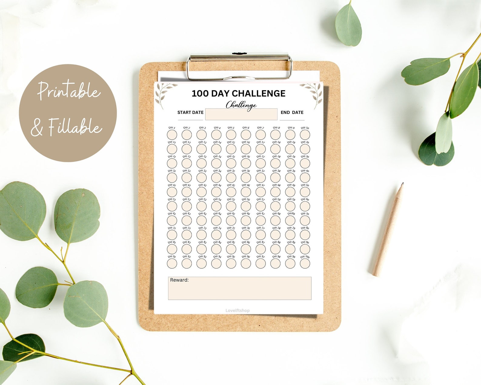 100 Day Challenge Tracker Habit Tracker Pdf Habit Tracker - Etsy