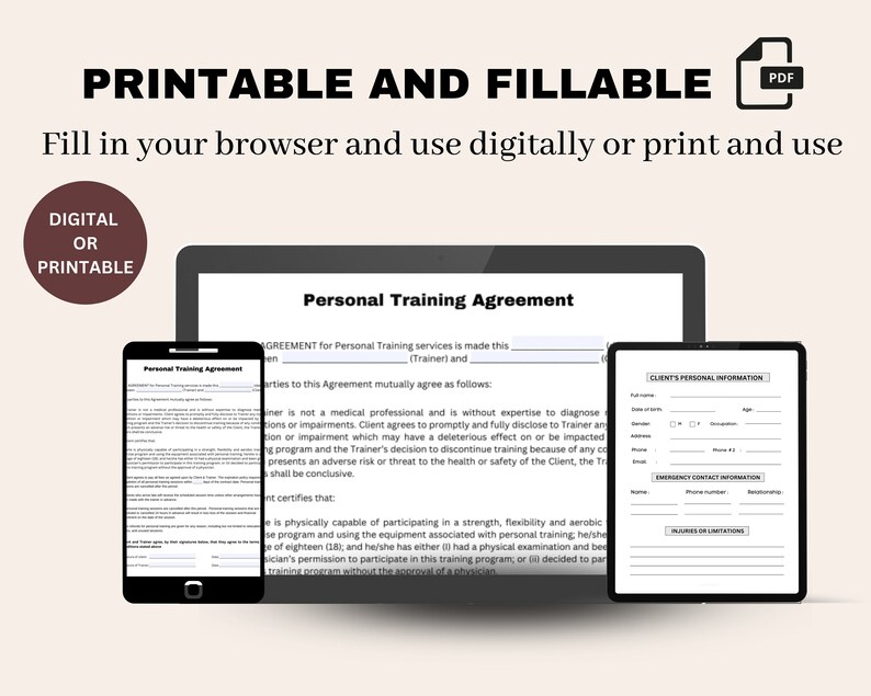 Personal Training Agreement Contract| Client Intake Form| Training ...