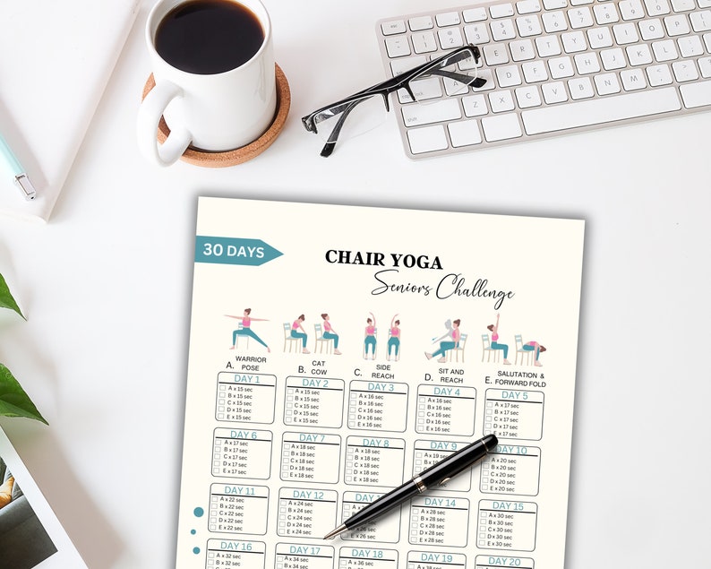 30 Day Chair Yoga Challenge for Seniors, Chair Exercise for Beginners ...