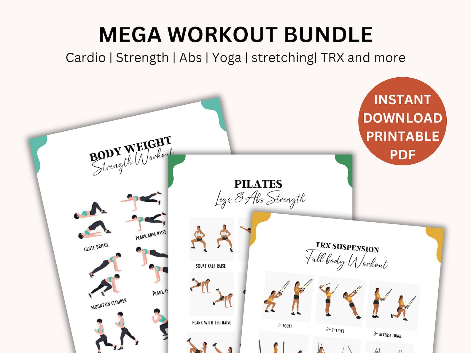 Mega Full Body Exercise Workout Bundle, Full Body Workout, Fitness ...