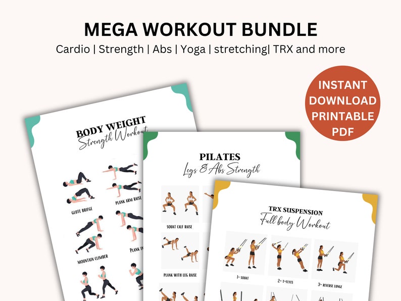 Mega Full Body Exercise Workout Bundle, Full Body Workout, Fitness ...