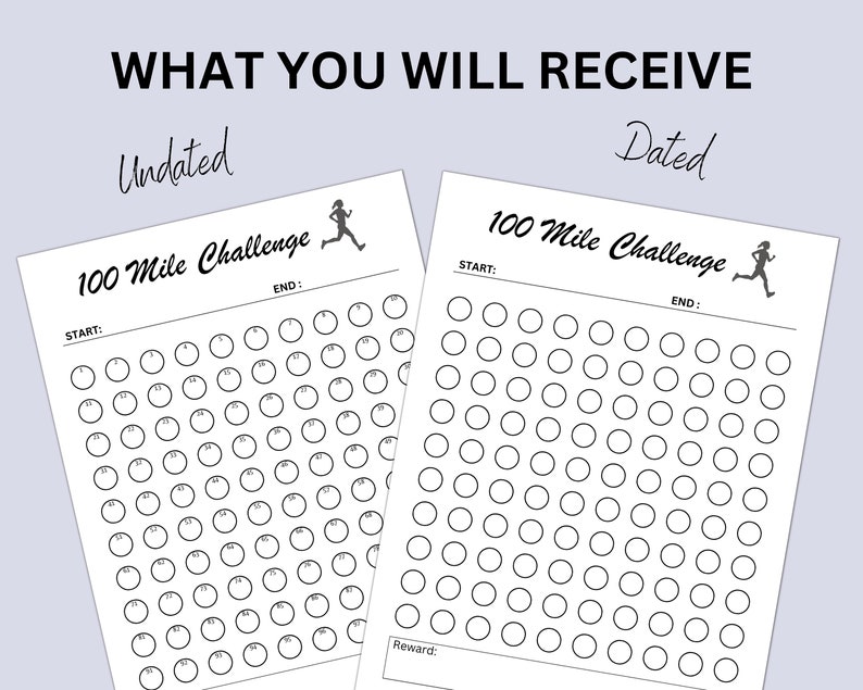 100 Miles Challenge| 100 Day Running| Challenge Tracker| Planner| Habit ...