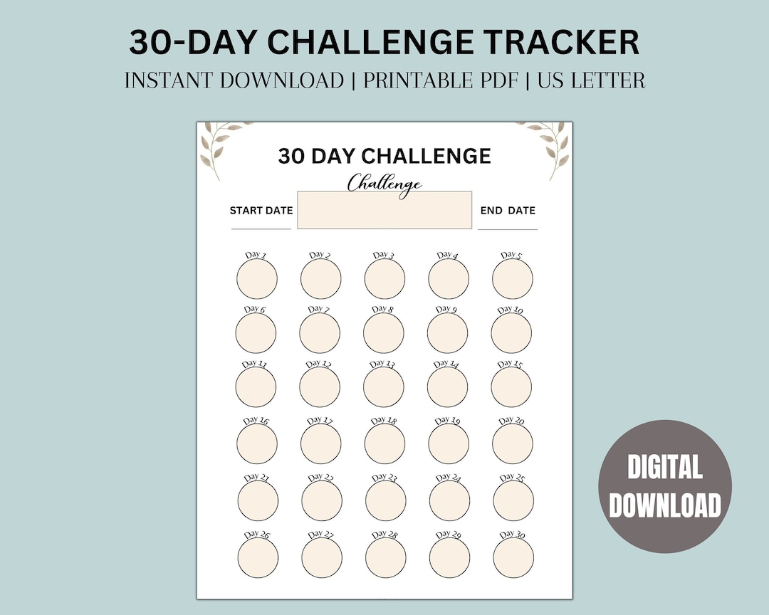 30 Day Challenge Tracker | 30 Day Challenge Printable |30 Day Habit ...
