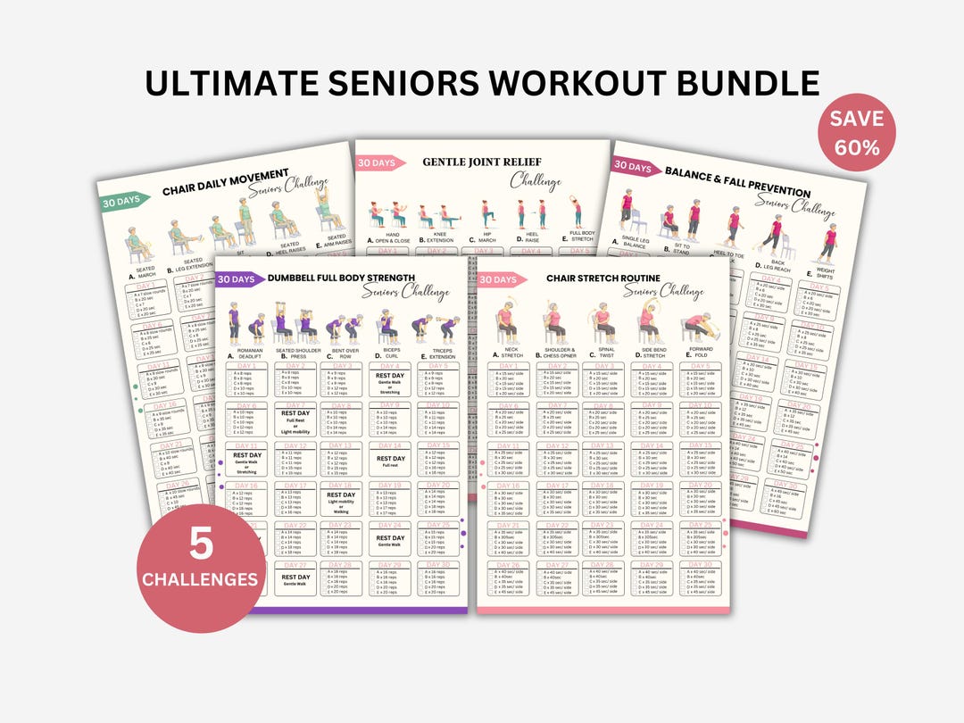 Workout Bundle for Seniors, Chair & Standing Exercises, Gentle Low ...