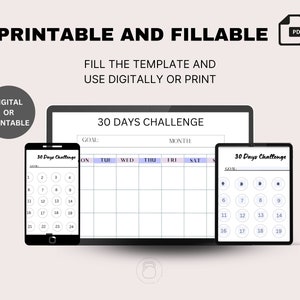 30 Day Challenge Tracker| 30 Day Challenge Printable |30 Day Habit ...
